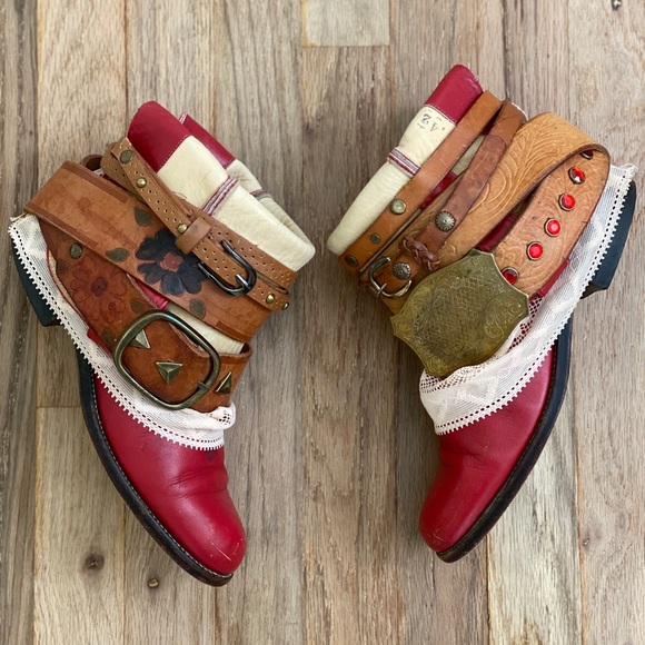 Shoes | Red Cowboy Boots Size 6 Upcycled Cowgirl Boots | Poshmark